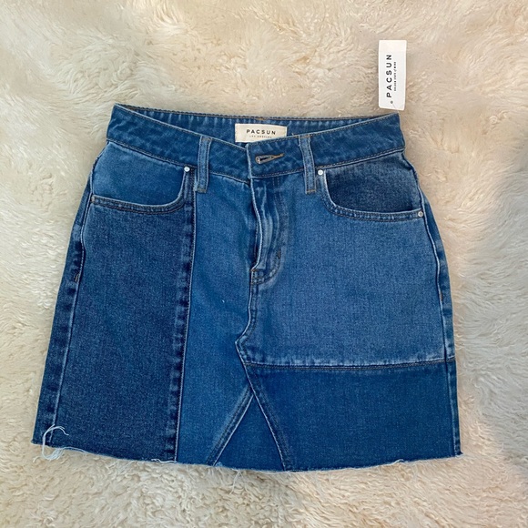 PacSun | Skirts | Pacsun Bnwt Colorblock Denim Skirt | Poshmark